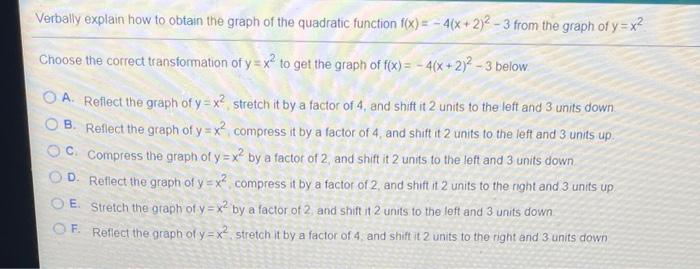 Solved Verbally explain how to obtain the graph of the | Chegg.com