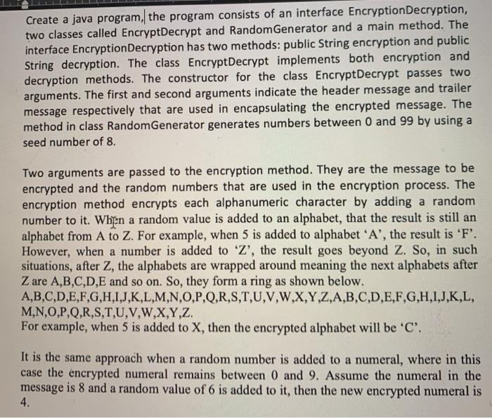 Solved Create a java program, the program consists of an | Chegg.com