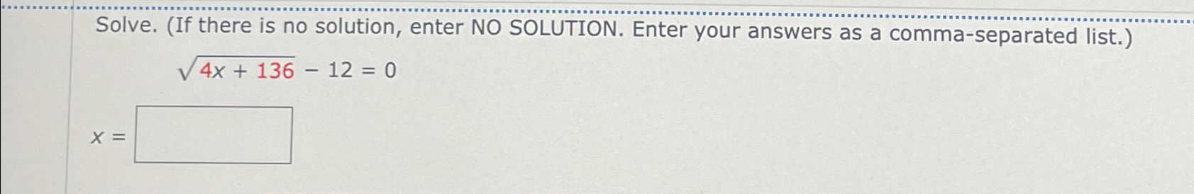 Solved Solve. (If there is no solution, enter NO SOLUTION. | Chegg.com