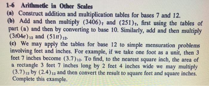 Solved 1-6 Arithmetic in Other Scales (a) Construct addition | Chegg.com