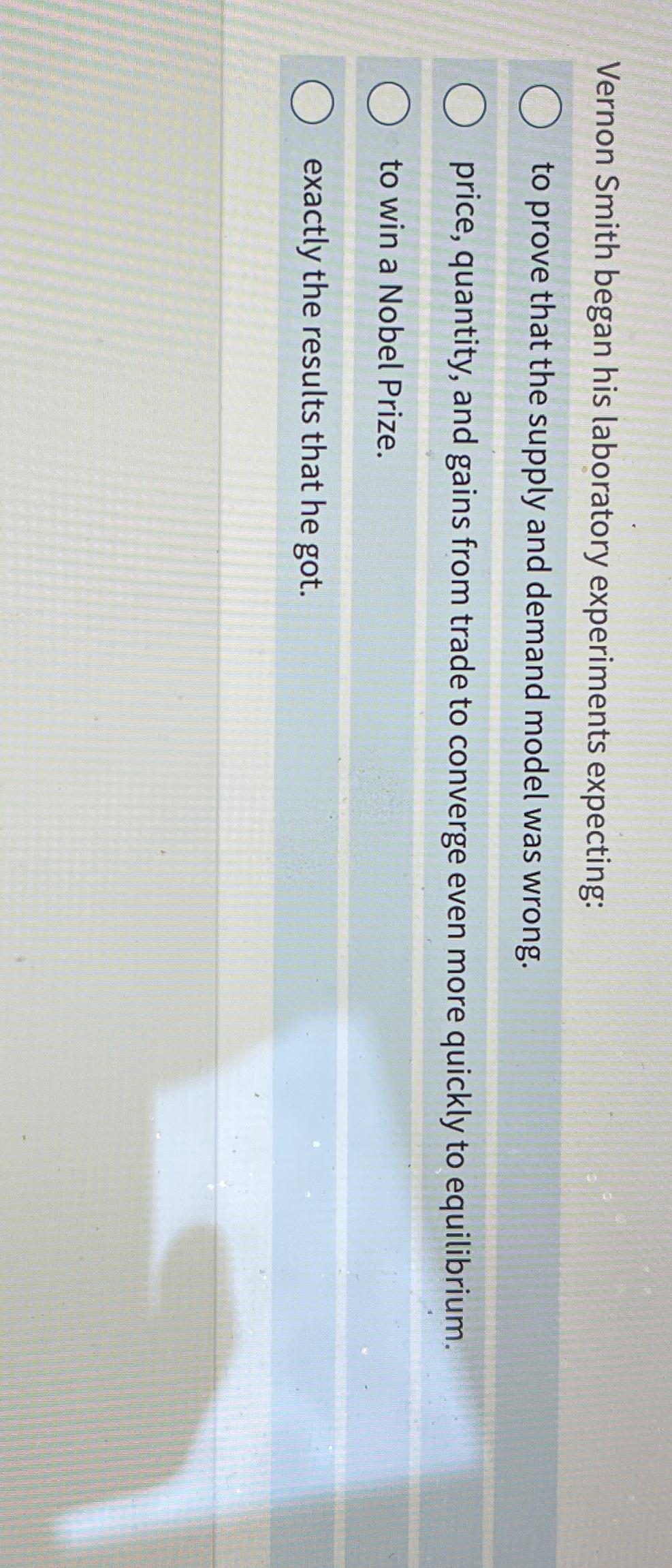 Solved Vernon Smith began his laboratory experiments | Chegg.com