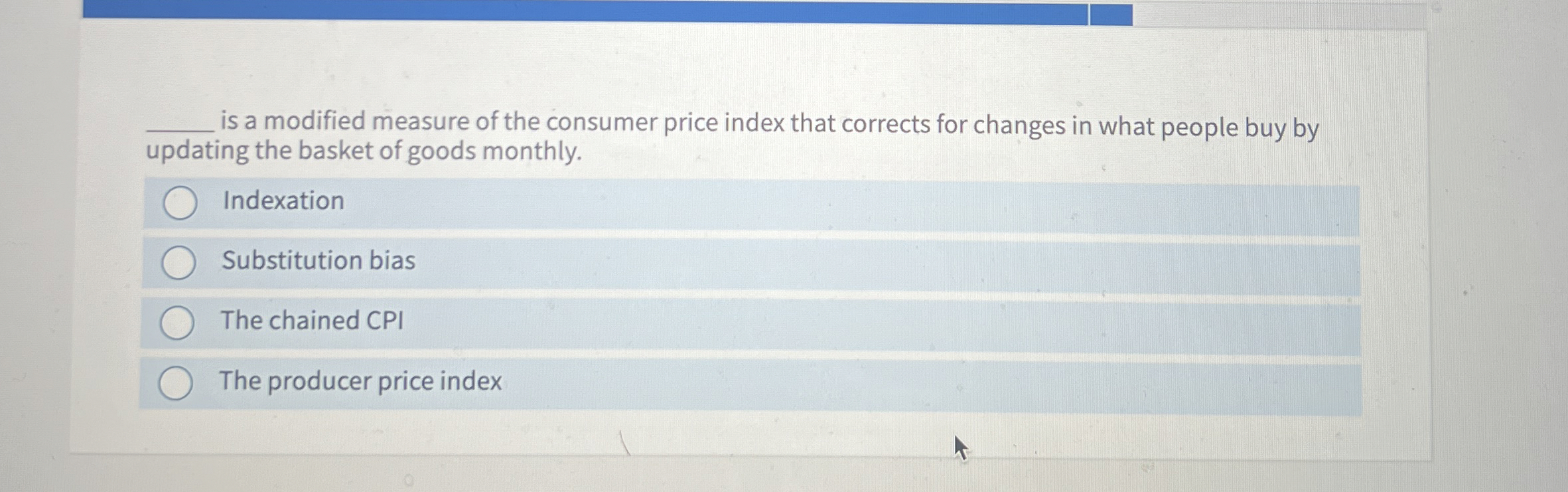 Solved q, ﻿is a modified measure of the consumer price index | Chegg.com