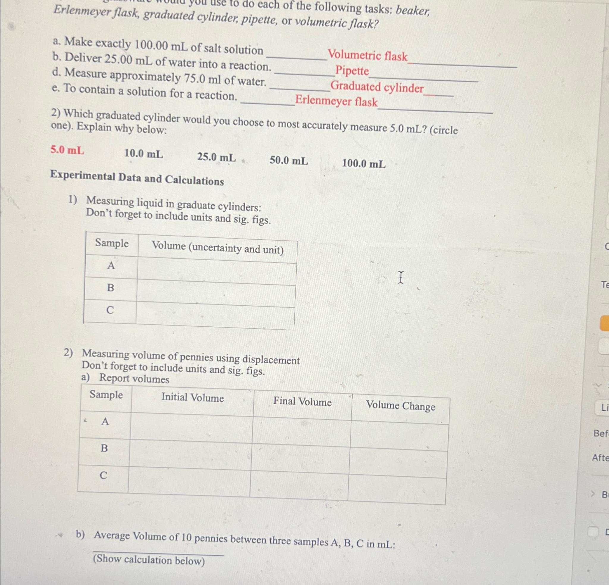 Solved Erlenmeyer flask graduate use to do each of the | Chegg.com