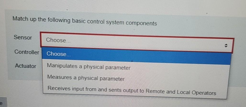 Solved Match up the following basic control system | Chegg.com