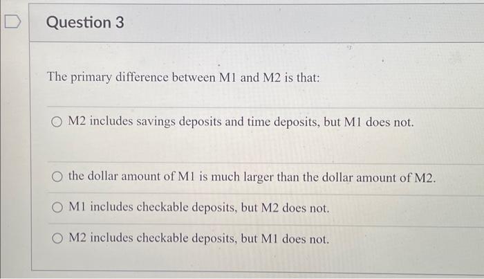 Solved Question 3 The primary difference between M1 and M2 | Chegg.com