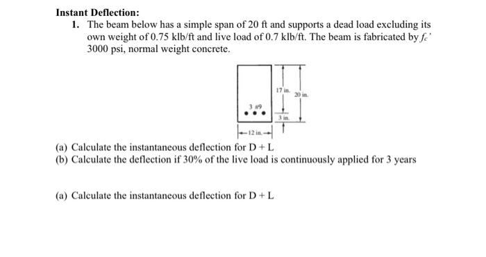 Solved Instant Deflection: 1. The beam below has a simple | Chegg.com