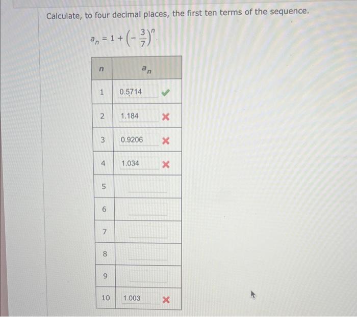 Solved Calculate, to four decimal places, the first ten | Chegg.com