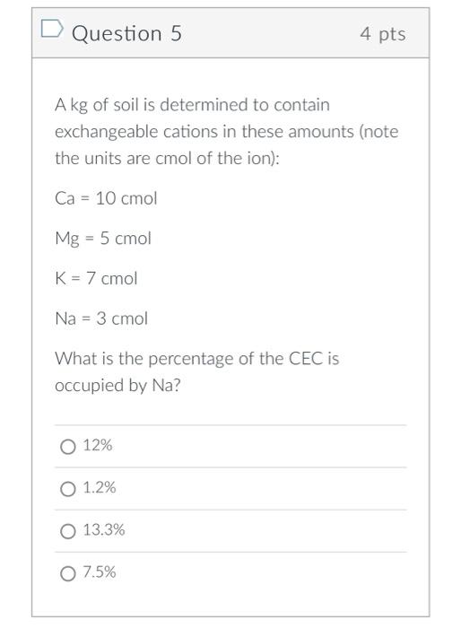 Solved A kg of soil is determined to contain exchangeable | Chegg.com