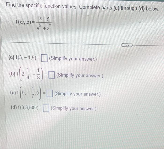 Solved Find the specific function values. Complete parts (a) | Chegg.com