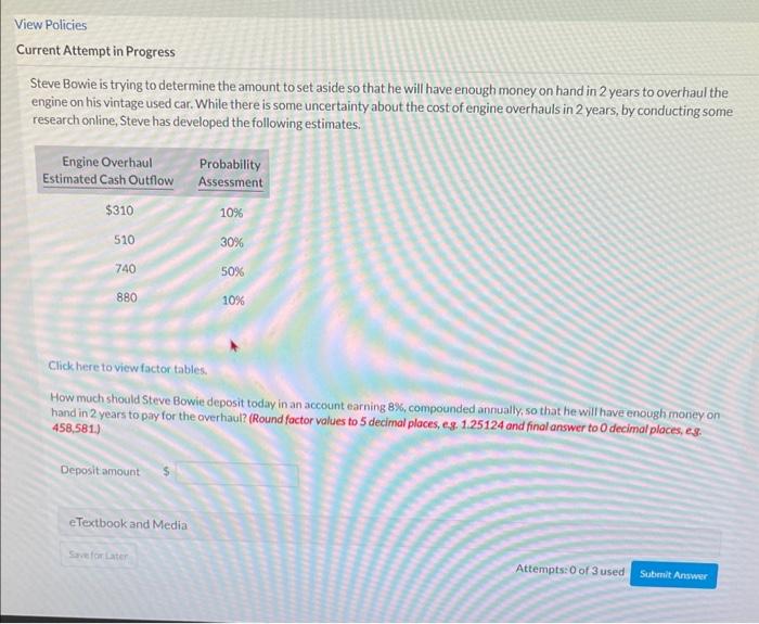 Solved Steve Bowie is trying to determine the amount to set | Chegg.com