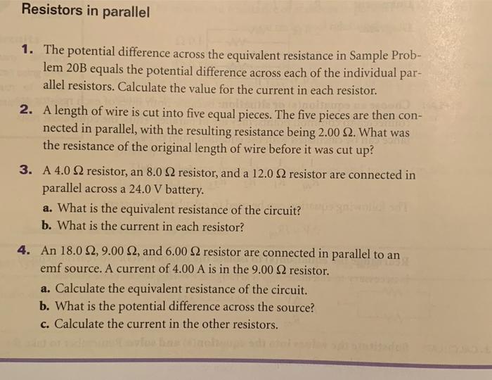 Solved Resistors in parallel 1. The potential difference | Chegg.com