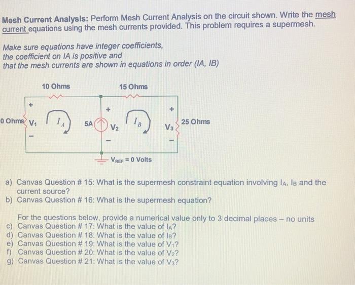 Solved Mesh Current Analysis Perform Mesh Current Analysis 7950