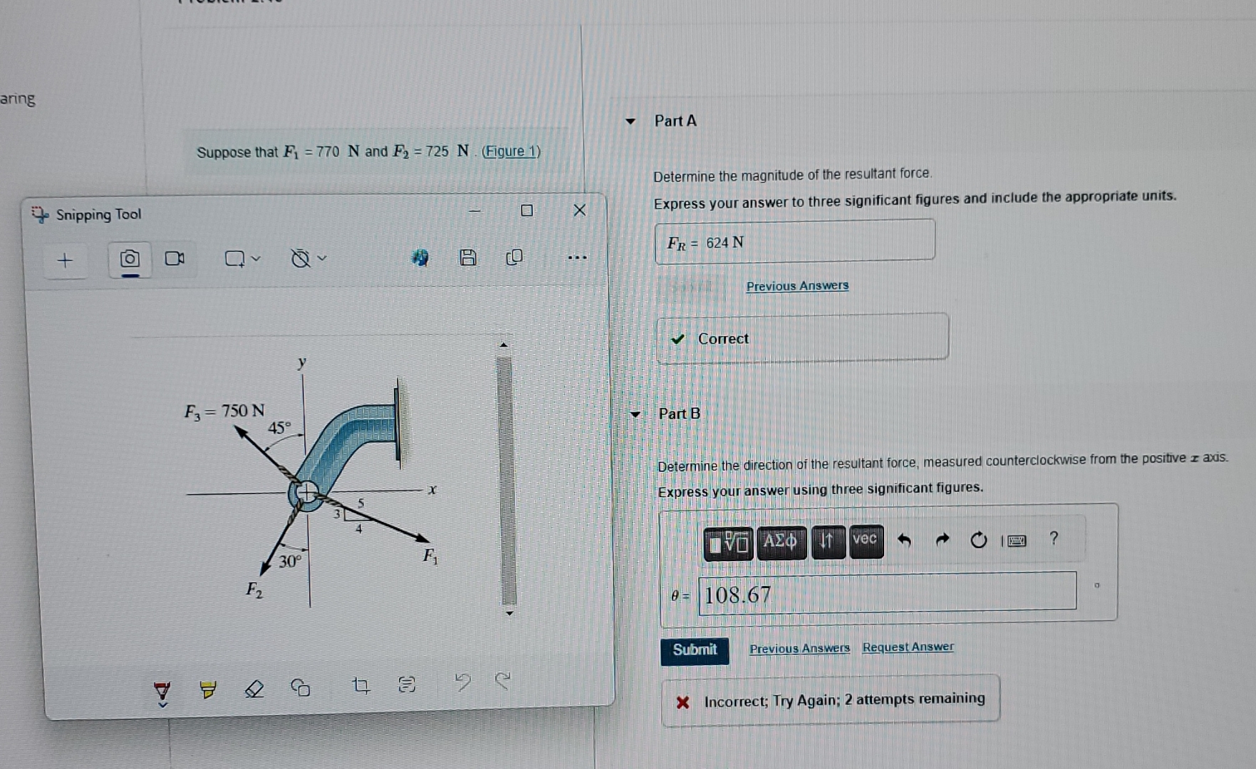 Solved Suppose that F1=770N ﻿and F2=725N. (Figure 1)Part | Chegg.com