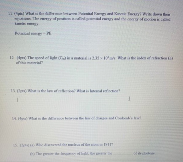 Solved 11. (Apts) What is the difference between Potential | Chegg.com