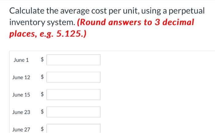 Solved Inventory data for Cheyenne Corp. are presented as | Chegg.com