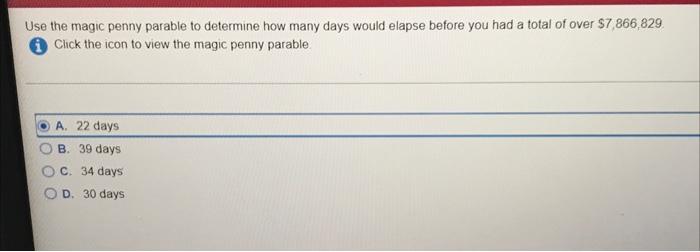 Solved Use the magic penny parable to determine how many | Chegg.com