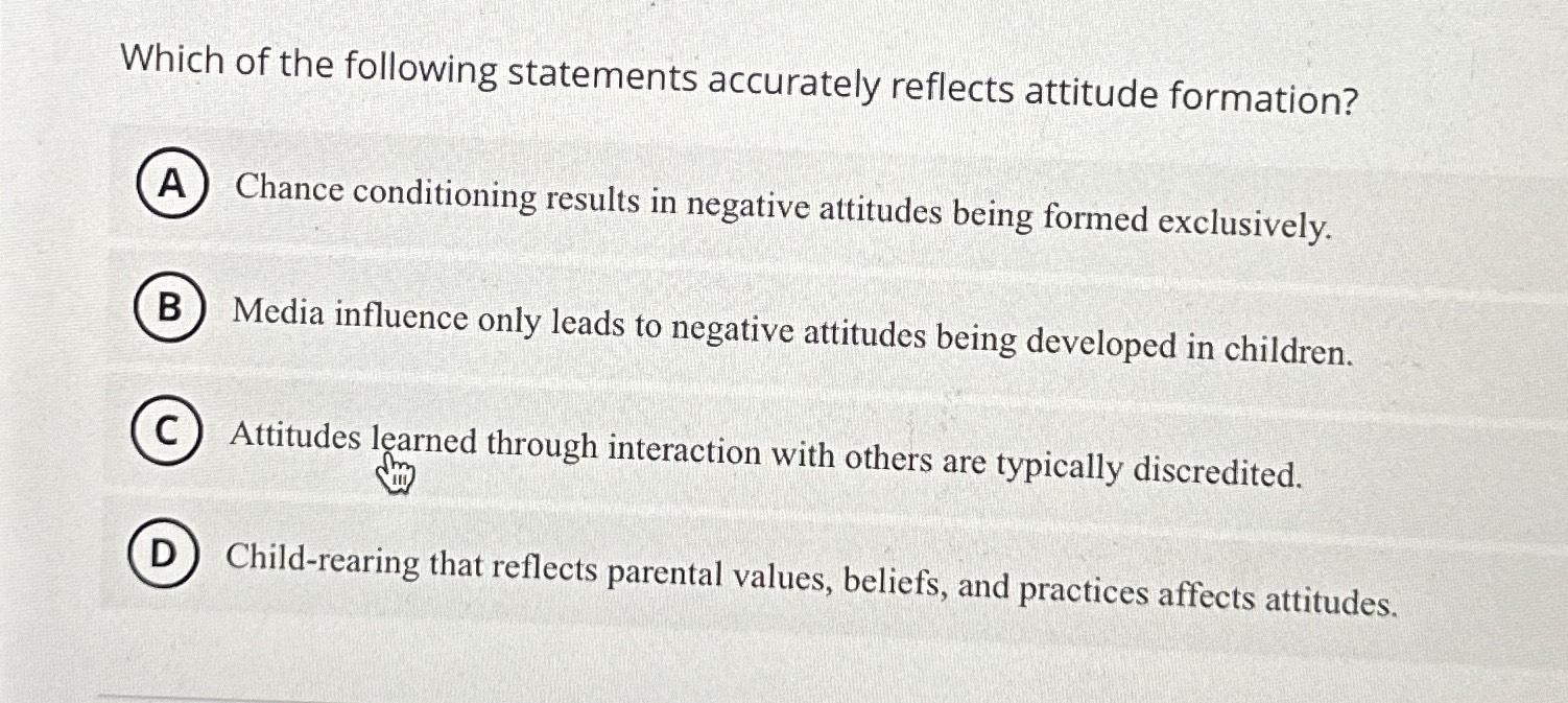 Solved Which of the following statements accurately reflects | Chegg.com