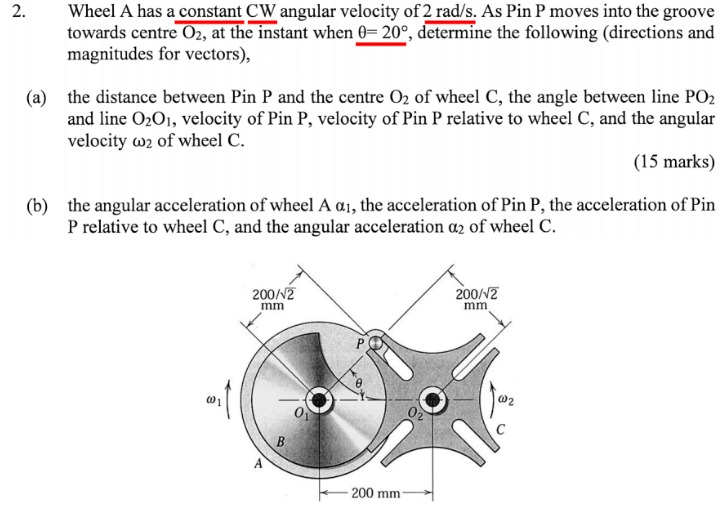 Solved Wheel A has a constant CW ﻿angular velocity of 2rads. | Chegg.com