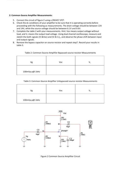 Solved JFET Experiment Procedure 1.1: Determination of loss | Chegg.com