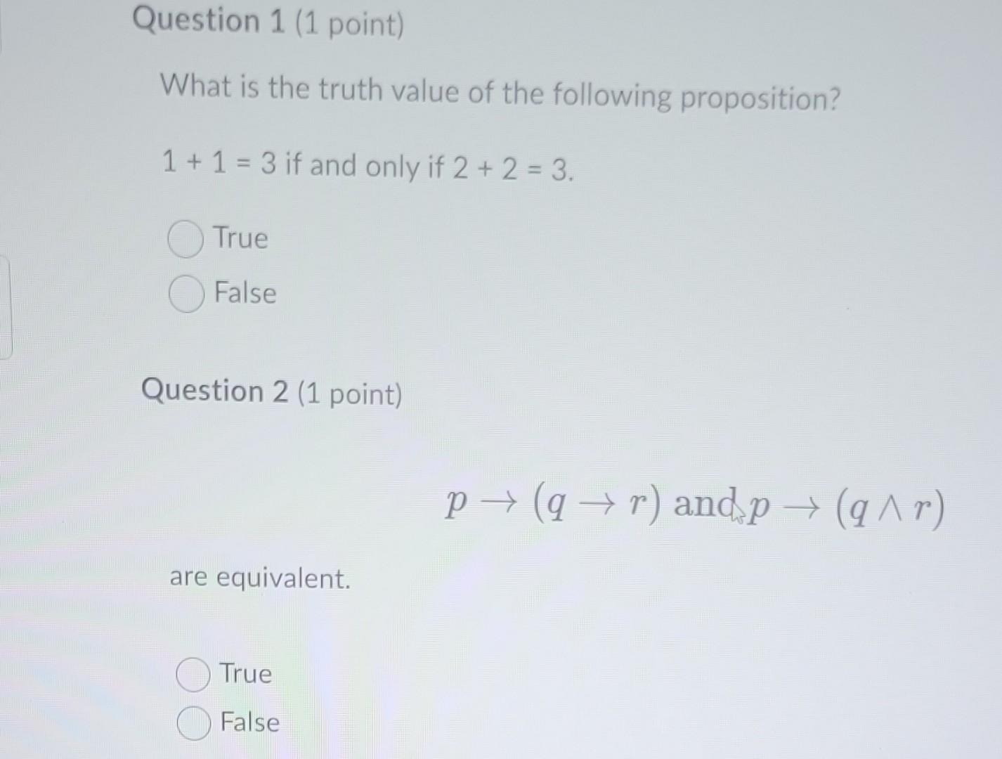 Solved What is the truth value of the following proposition? | Chegg.com