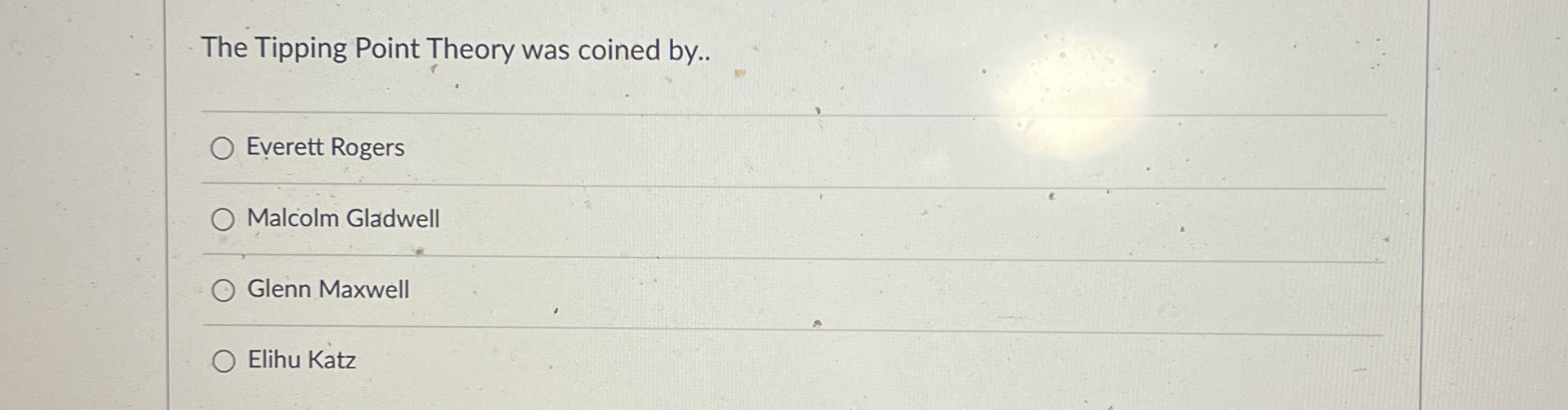 Solved The Tipping Point Theory was coined by..Everett | Chegg.com