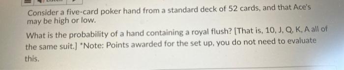 Solved Consider a five-card poker hand from a standard deck | Chegg.com