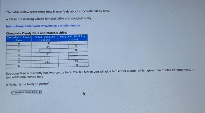 Solved The table below represents how Marco feels about | Chegg.com