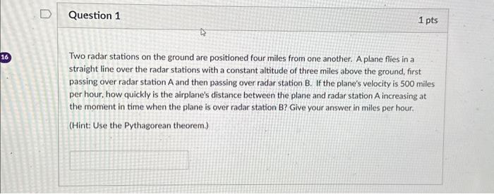 Two radar stations on the ground are positioned four | Chegg.com