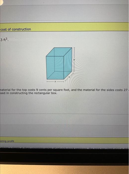 Solved The base and sides are represented by x and the | Chegg.com