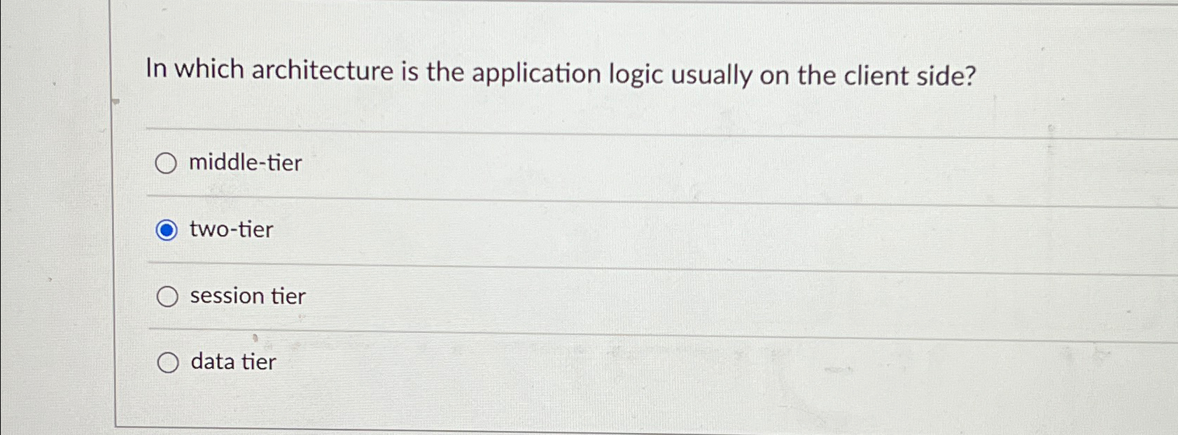 Solved In which architecture is the application logic | Chegg.com