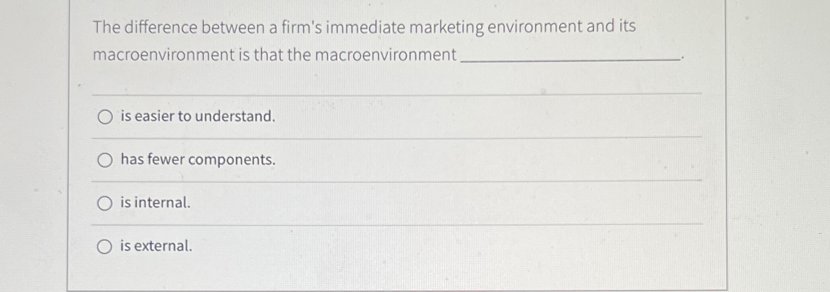 Solved The difference between a firm's immediate marketing | Chegg.com