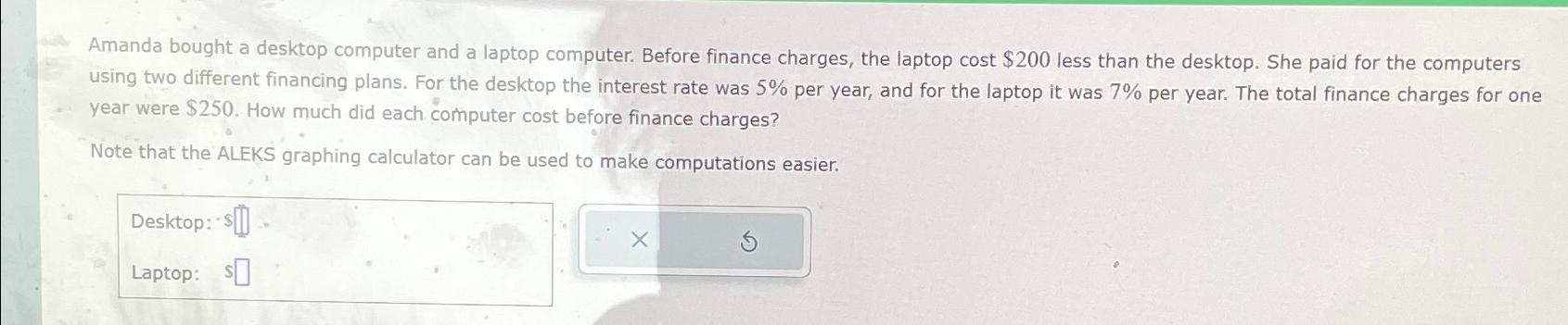 Solved Amanda bought a desktop computer and a laptop | Chegg.com