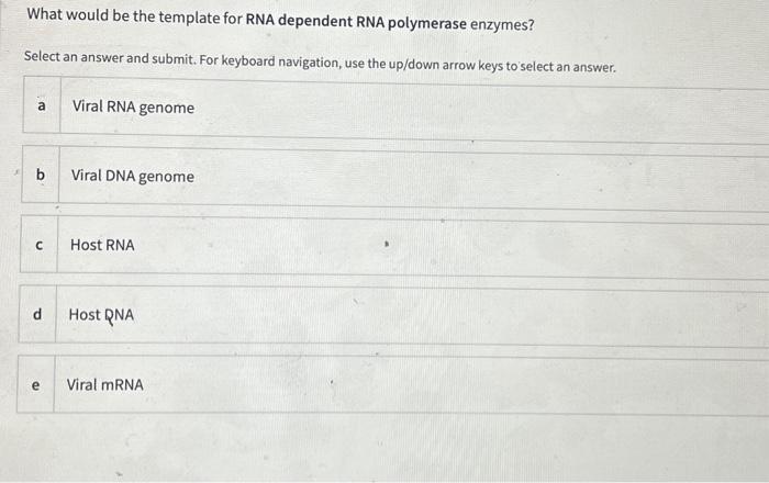 Solved What would be the template for RNA dependent RNA | Chegg.com
