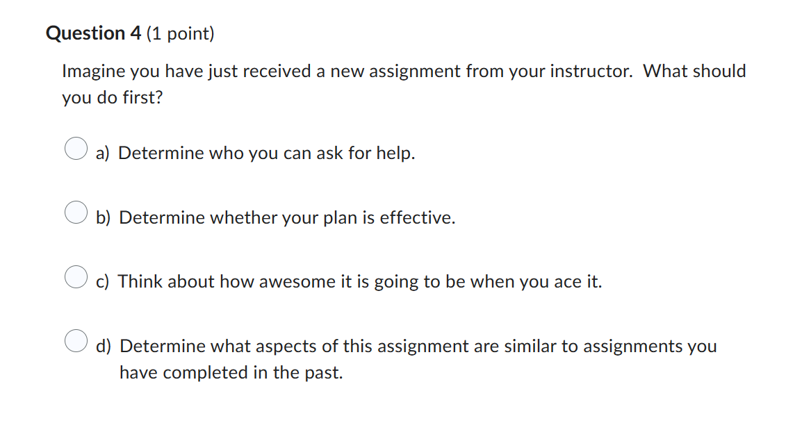 Solved Question 4 (1 ﻿point)Imagine you have just received a | Chegg.com