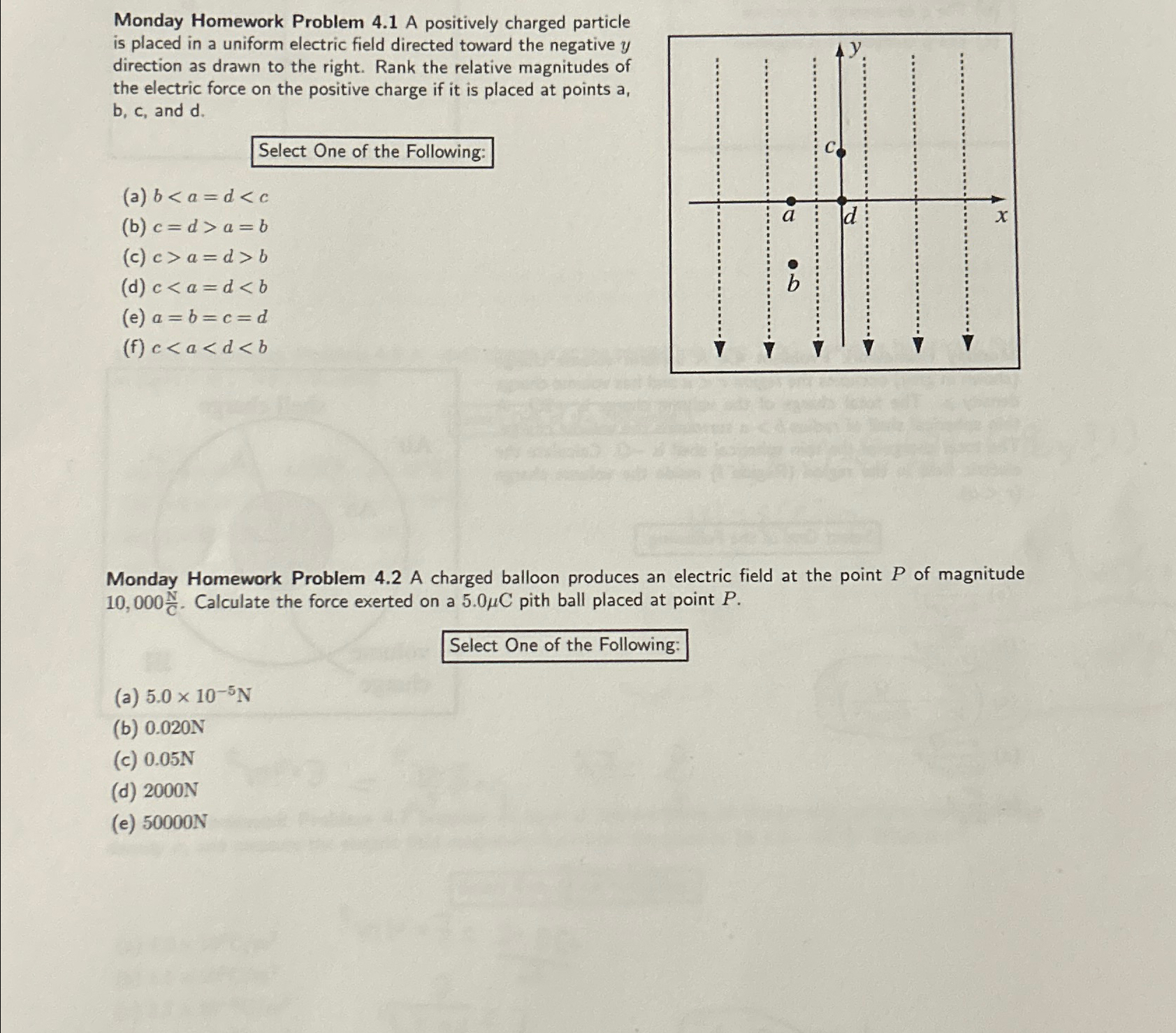 Solved Monday Homework Problem 4.1 ﻿A positively charged | Chegg.com