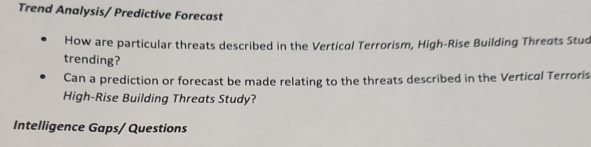 Solved Trend Analysis/ Predictive Forecast - How are | Chegg.com