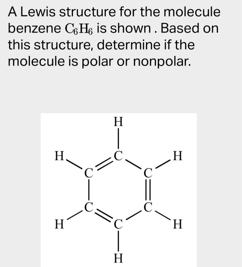 Solved A Lewis structure for the molecule benzene C6H6 ﻿is | Chegg.com