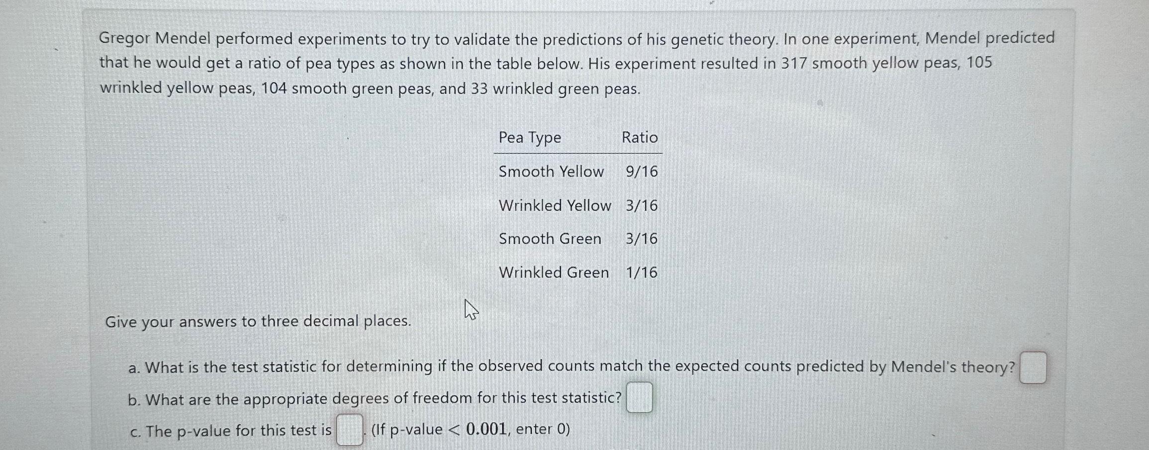 Solved Gregor Mendel performed experiments to try to | Chegg.com