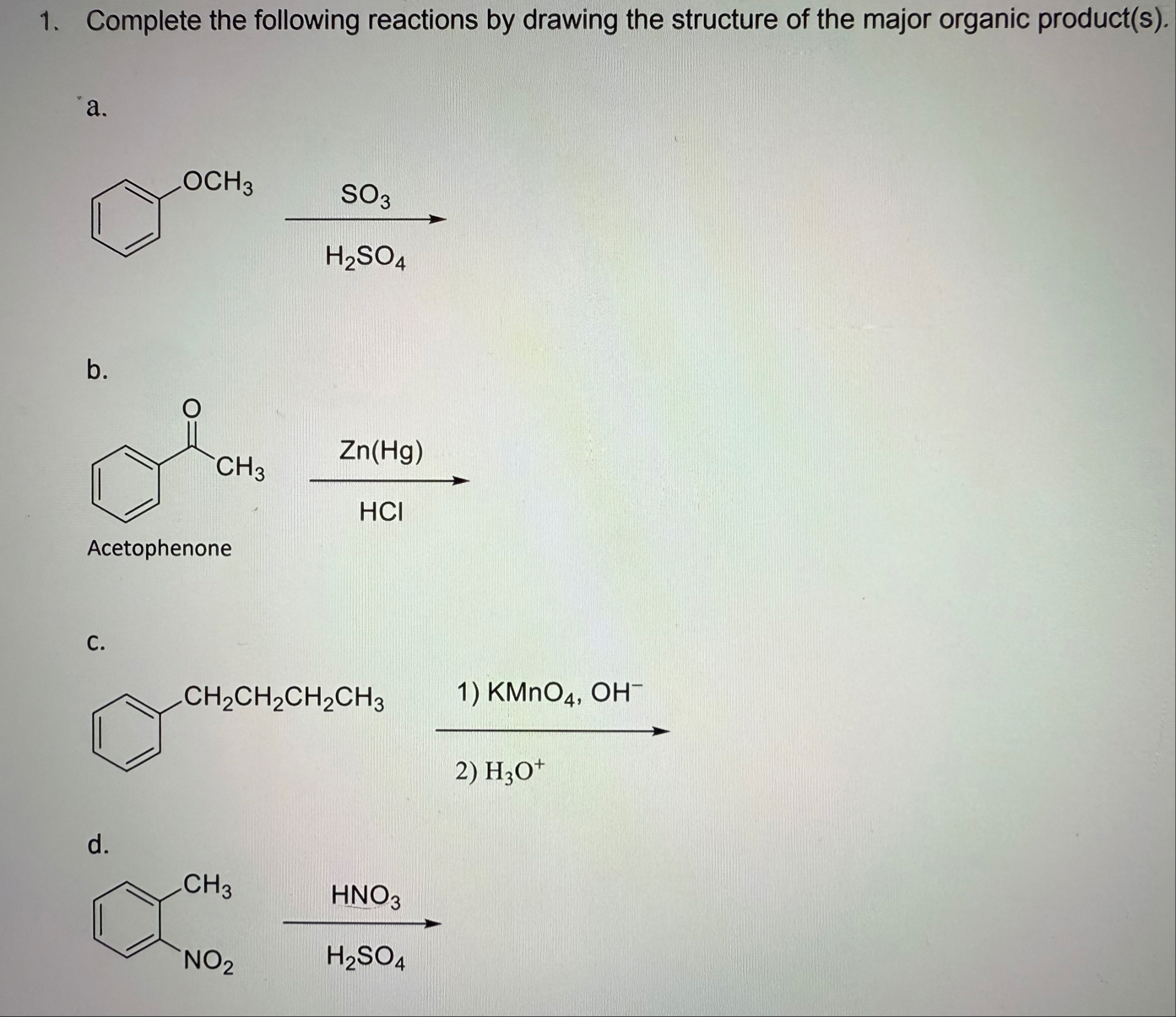 Solved Complete the following reactions by drawing the | Chegg.com