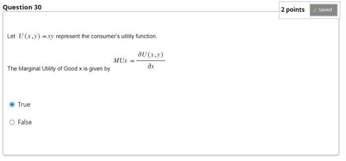 Solved Let U(x,y)=xy represent the consumer's utility | Chegg.com