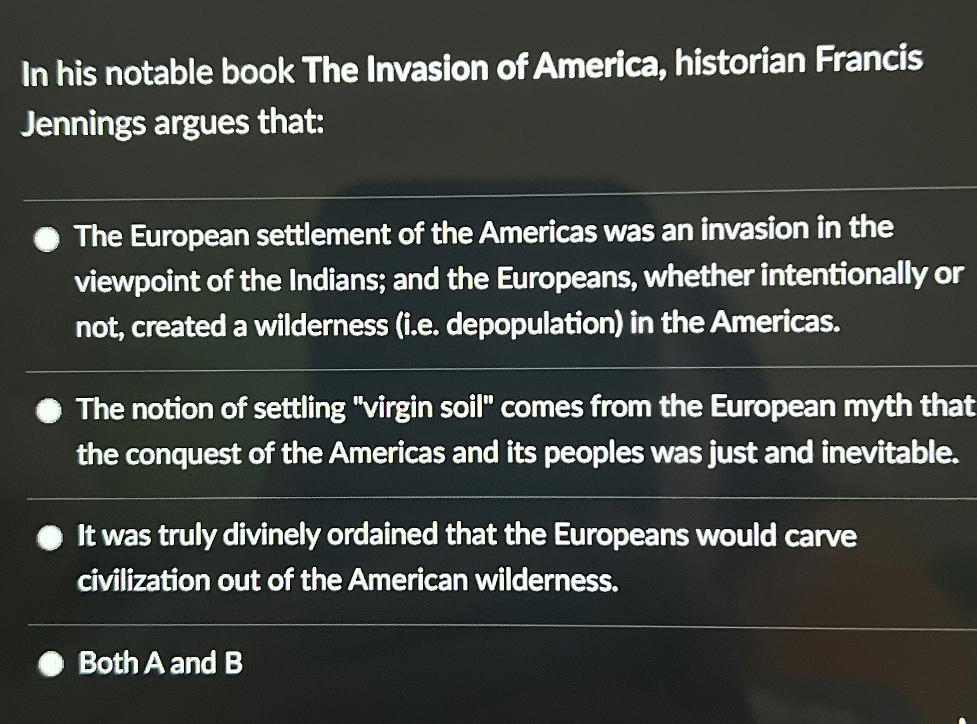 Solved In his notable book The Invasion of America, | Chegg.com
