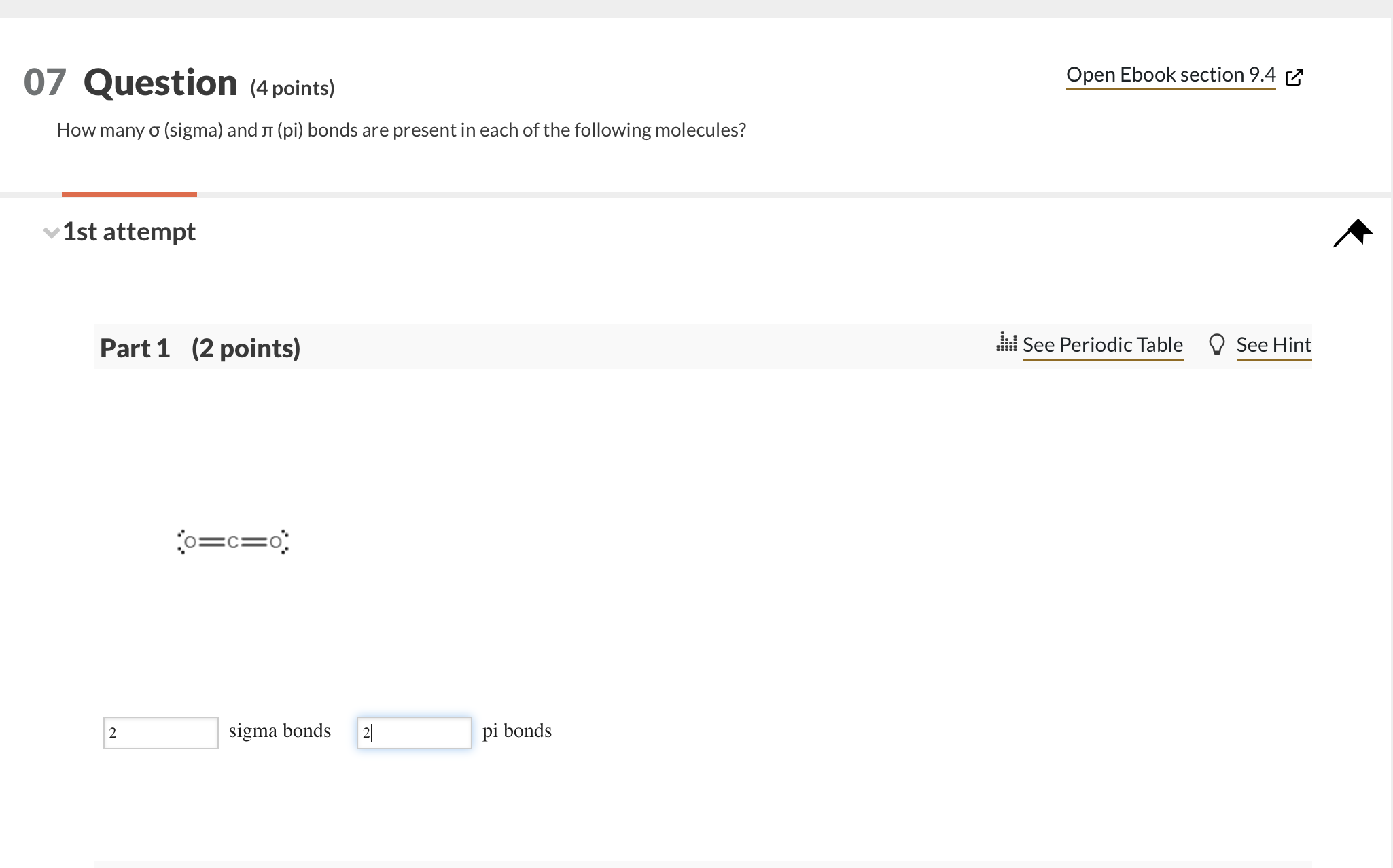 Solved 07 ﻿Question (4points)How many σ (sigma) ﻿and π (pi) | Chegg.com