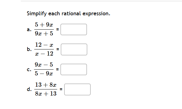 Solved Simplify each rational | Chegg.com