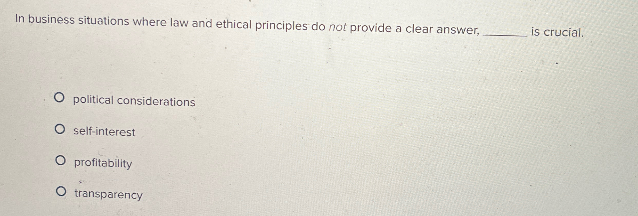 Solved In business situations where law and ethical | Chegg.com