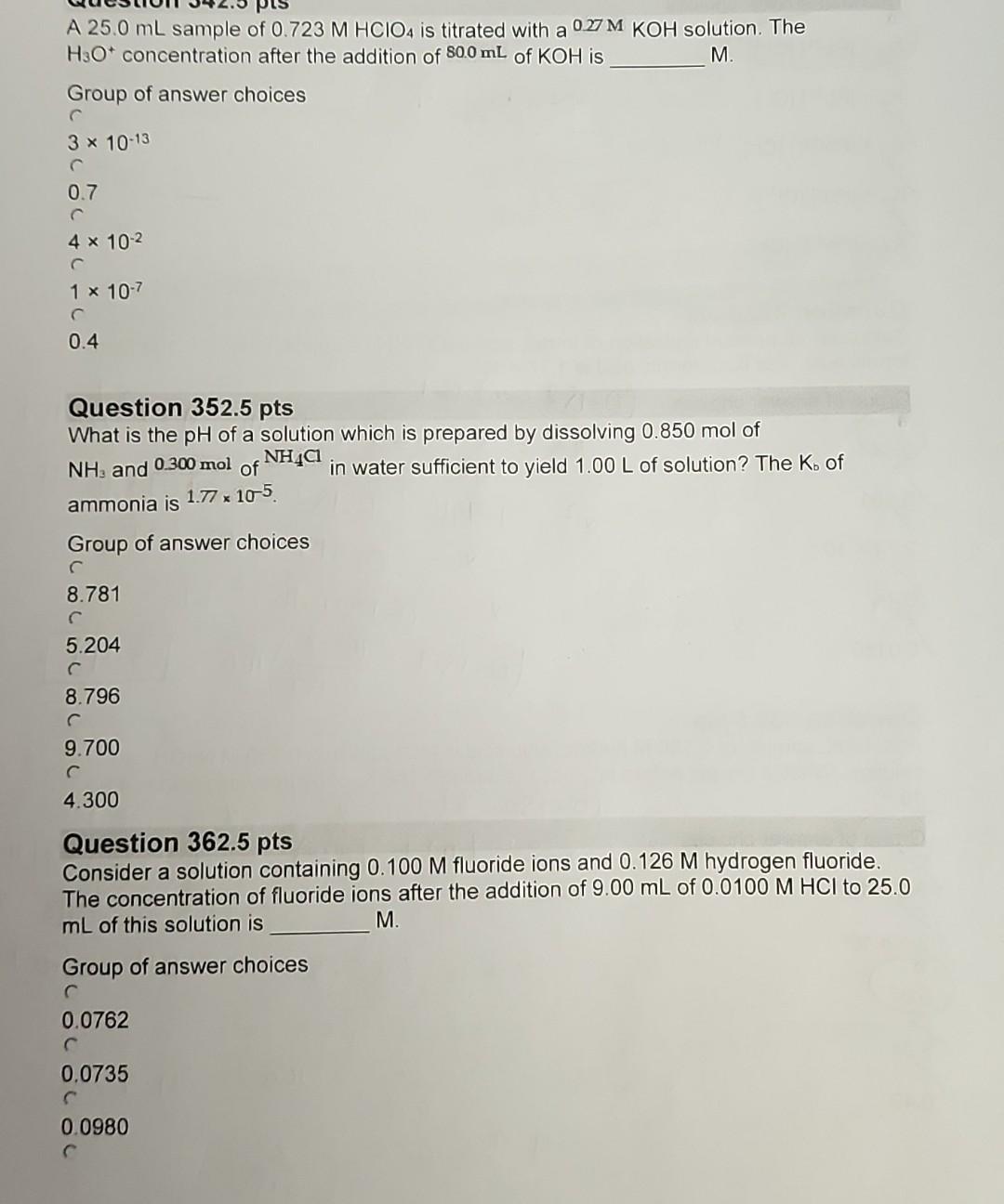 Solved A 25.0 mL sample of 0.723MHClO4 is titrated with a | Chegg.com