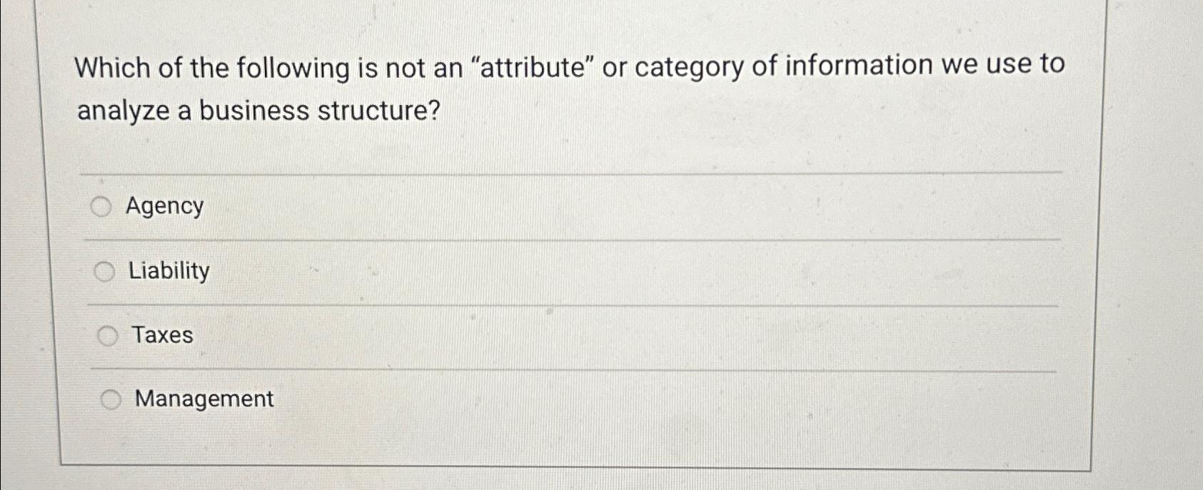 Solved Which of the following is not an "attribute" or | Chegg.com
