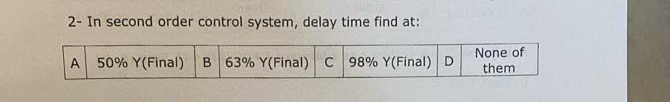 Solved 2- ﻿In second order control system, delay time find | Chegg.com