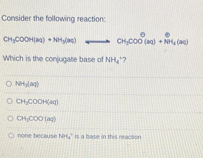 Solved Consider the following reaction: CH3COOH(aq) + | Chegg.com