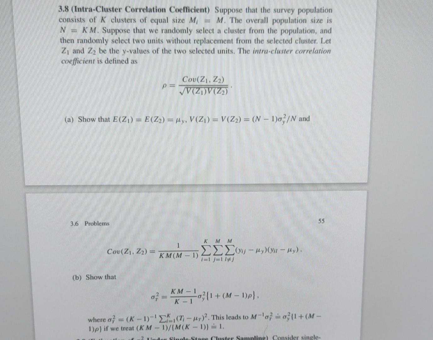 Solved 3 8 Intra Cluster Correlation Coefficient Suppose