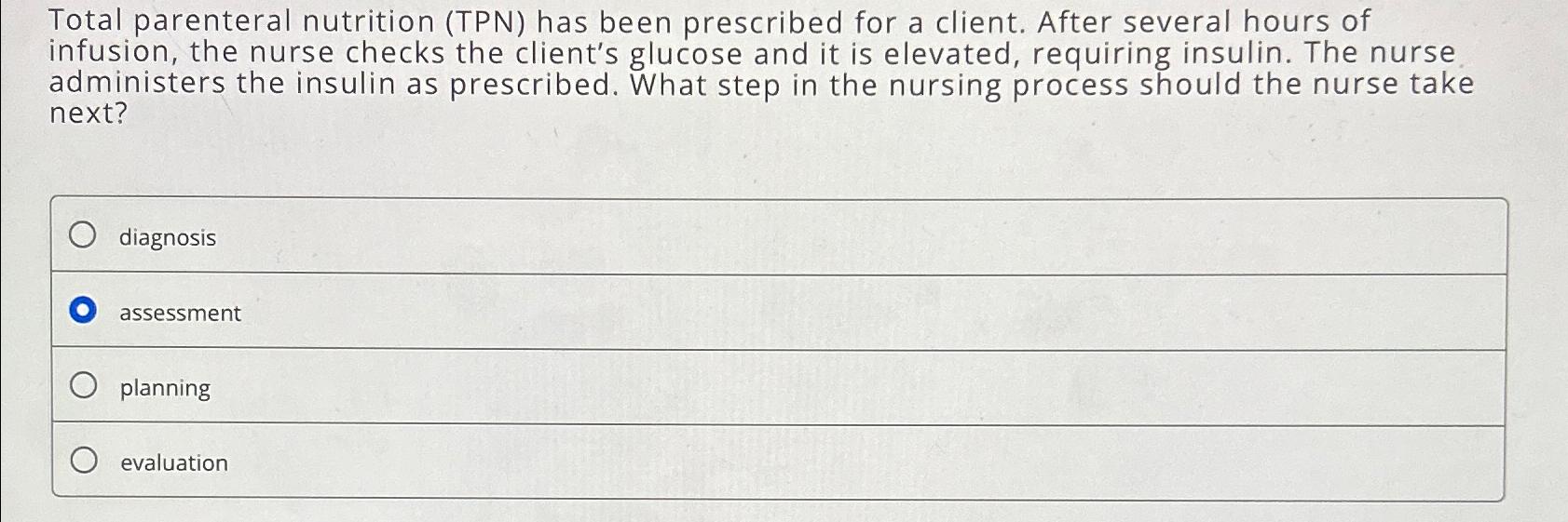 Solved Total parenteral nutrition (TPN) ﻿has been prescribed | Chegg.com